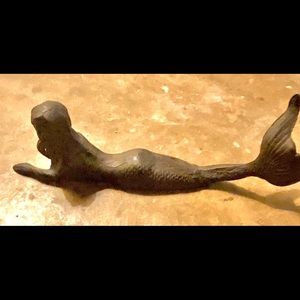 Vintage | Accents | Vintage Bronze Cast Iron Mermaid Figurine Doorstop ...